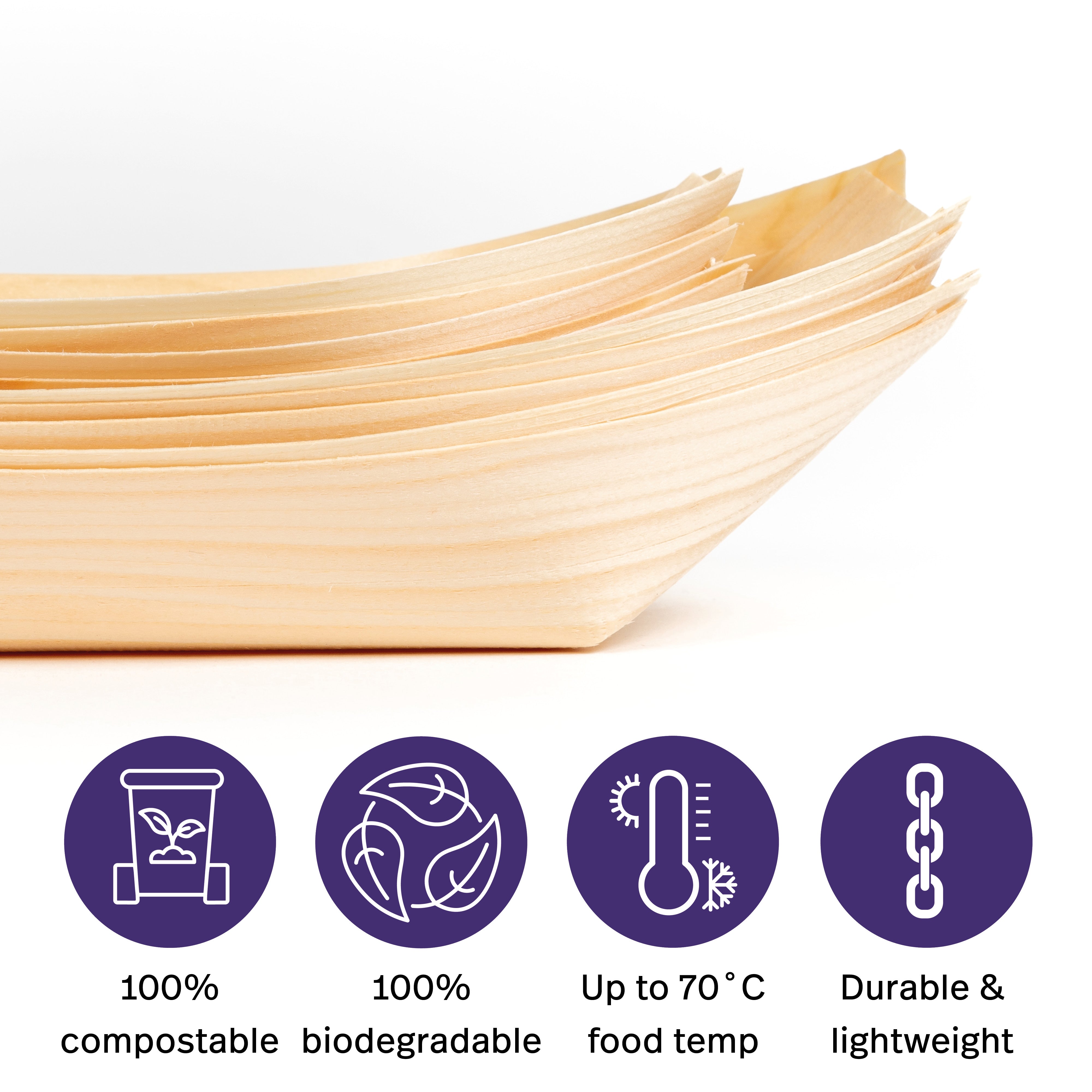 Biodegradable Wooden Bamboo Boats - Compostable Bulk Option – Haago