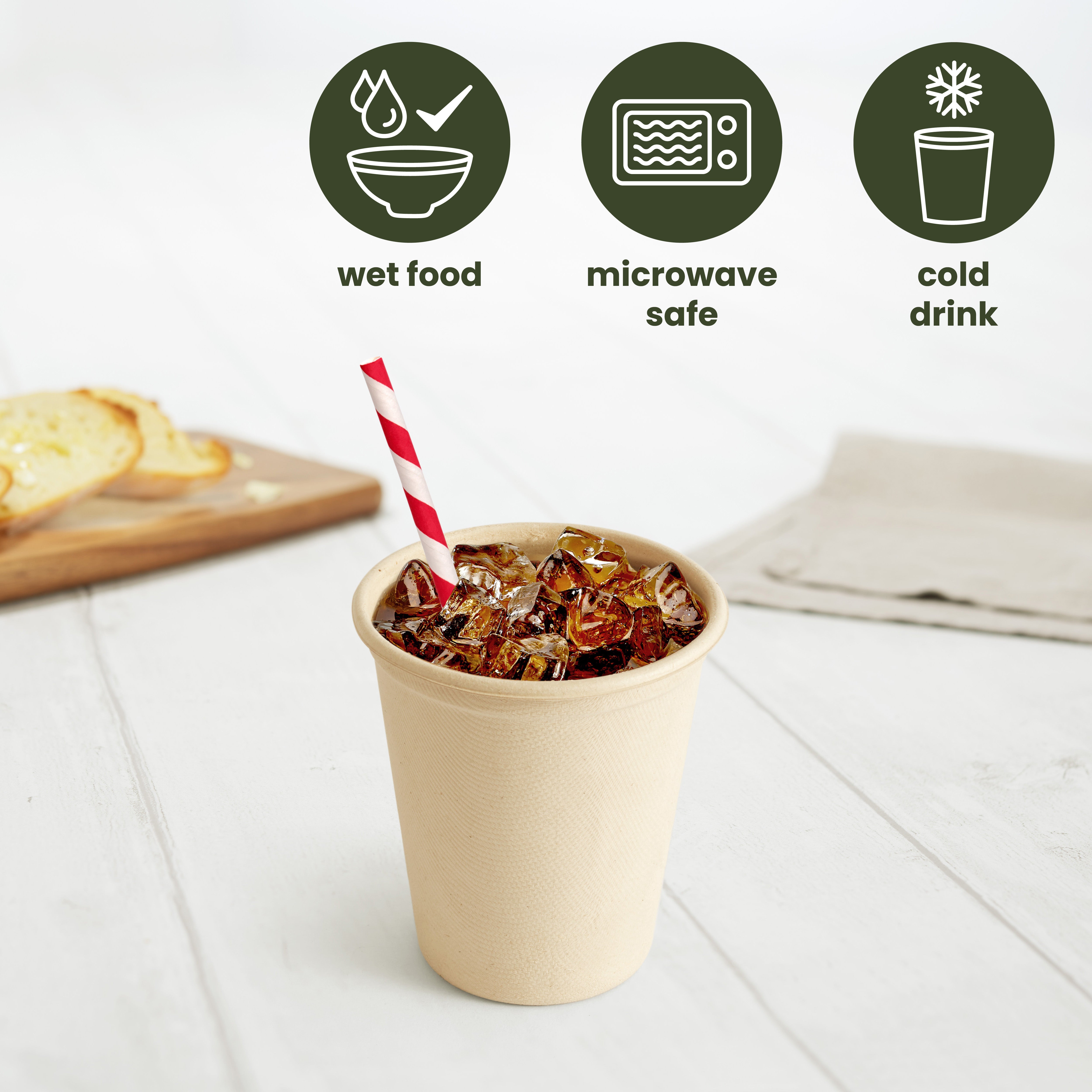 Compostable Sugarcane Cups 370ml - Eco-Friendly & Versatile – Haago