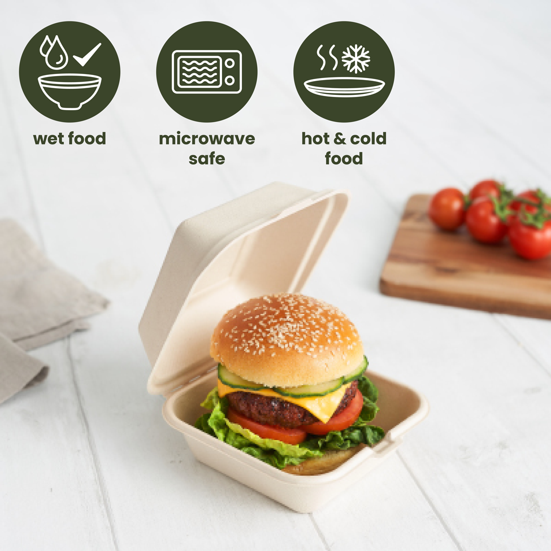 60 Sugarcane Burger Boxes - 15cm (6") – Haago
