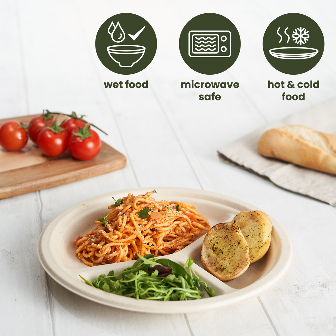 90 Round Sugarcane 3-Section Plates - 26cm (10") – Haago