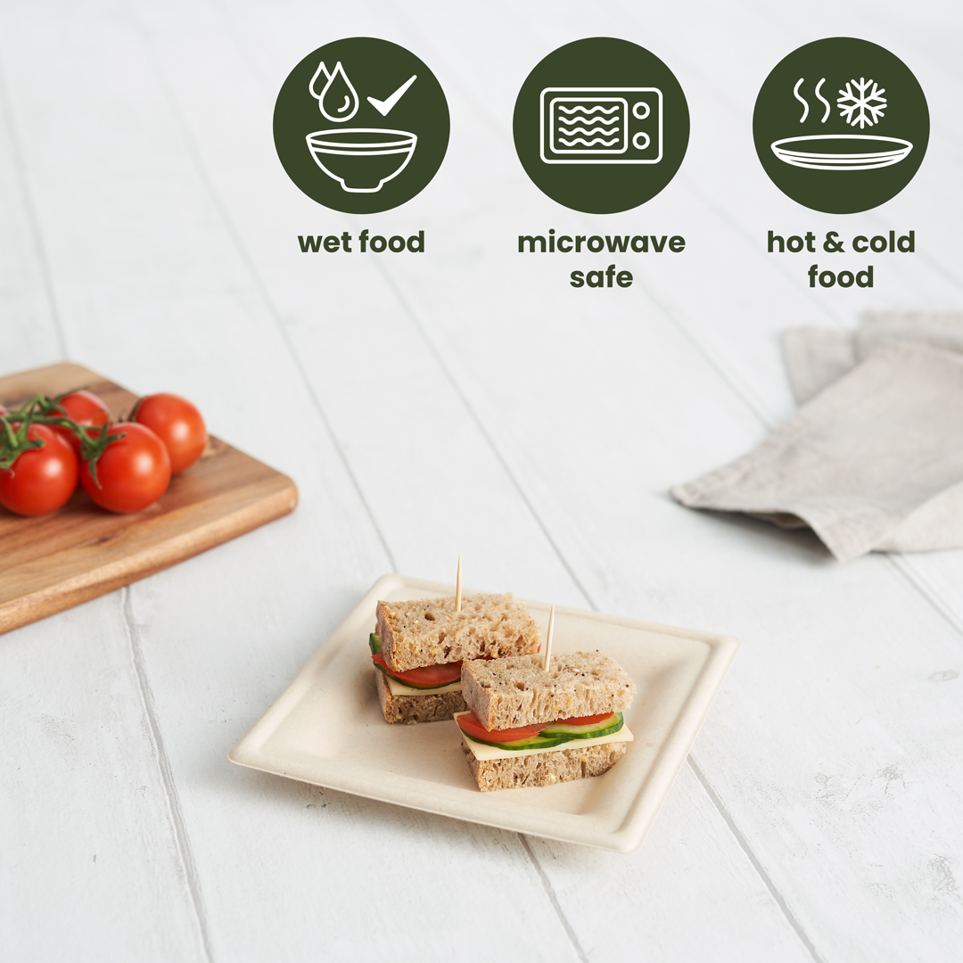 90 Square Sugarcane Plates - 15cm (6") – Haago