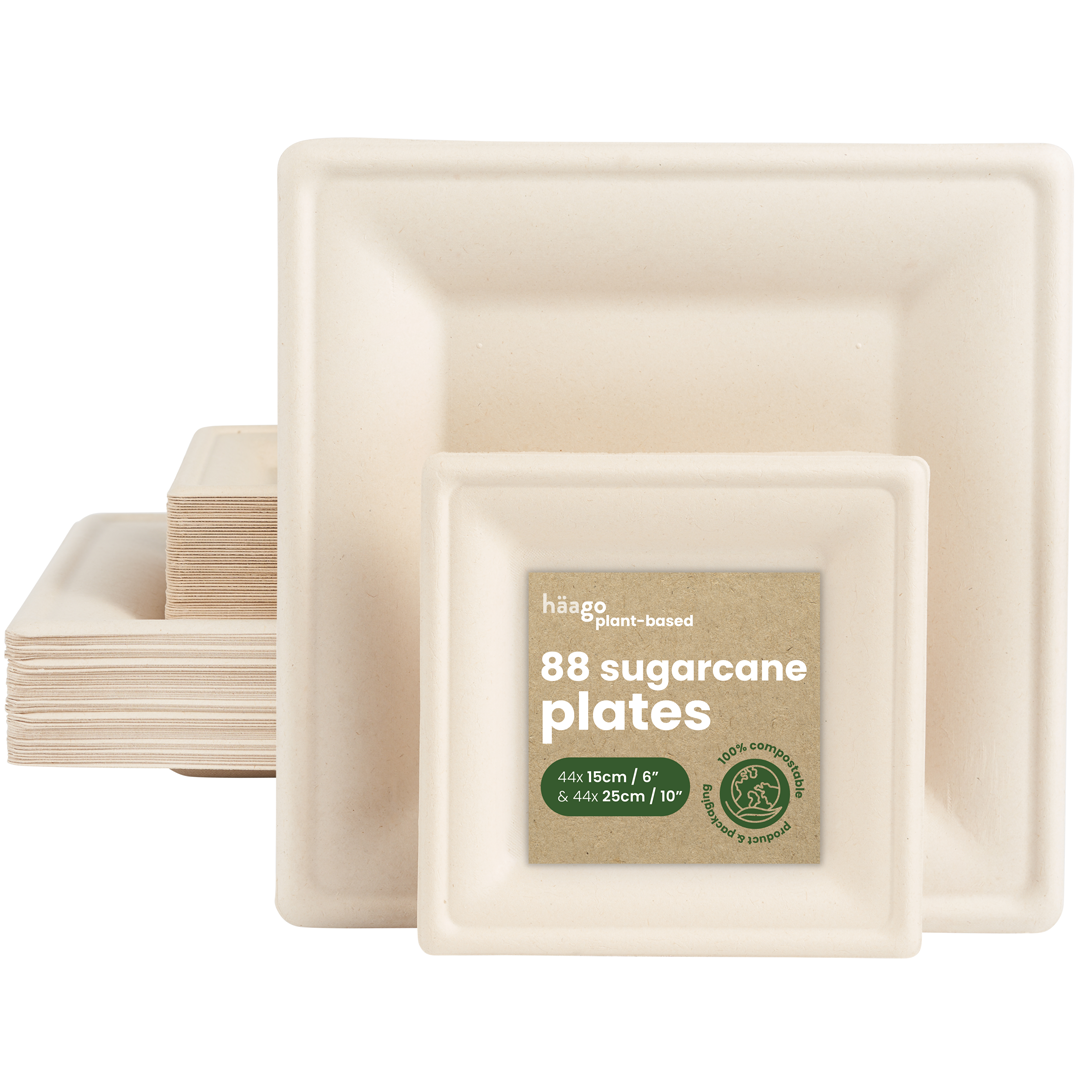 88 Square Sugarcane Plates Set – Haago
