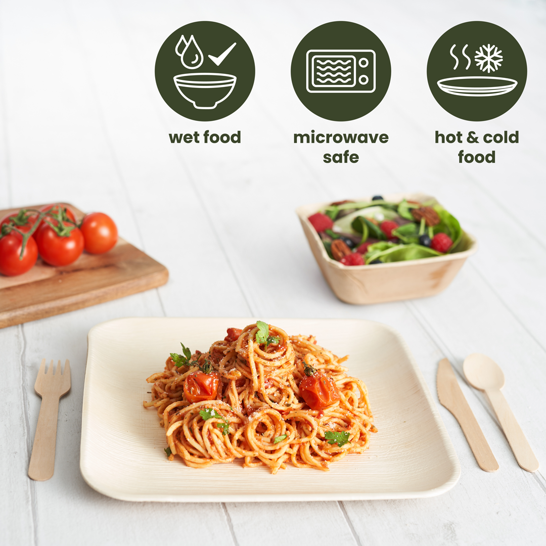 Eco Square Palm Leaf Partyware Pack - 100-Piece Sustainable Set – Haago